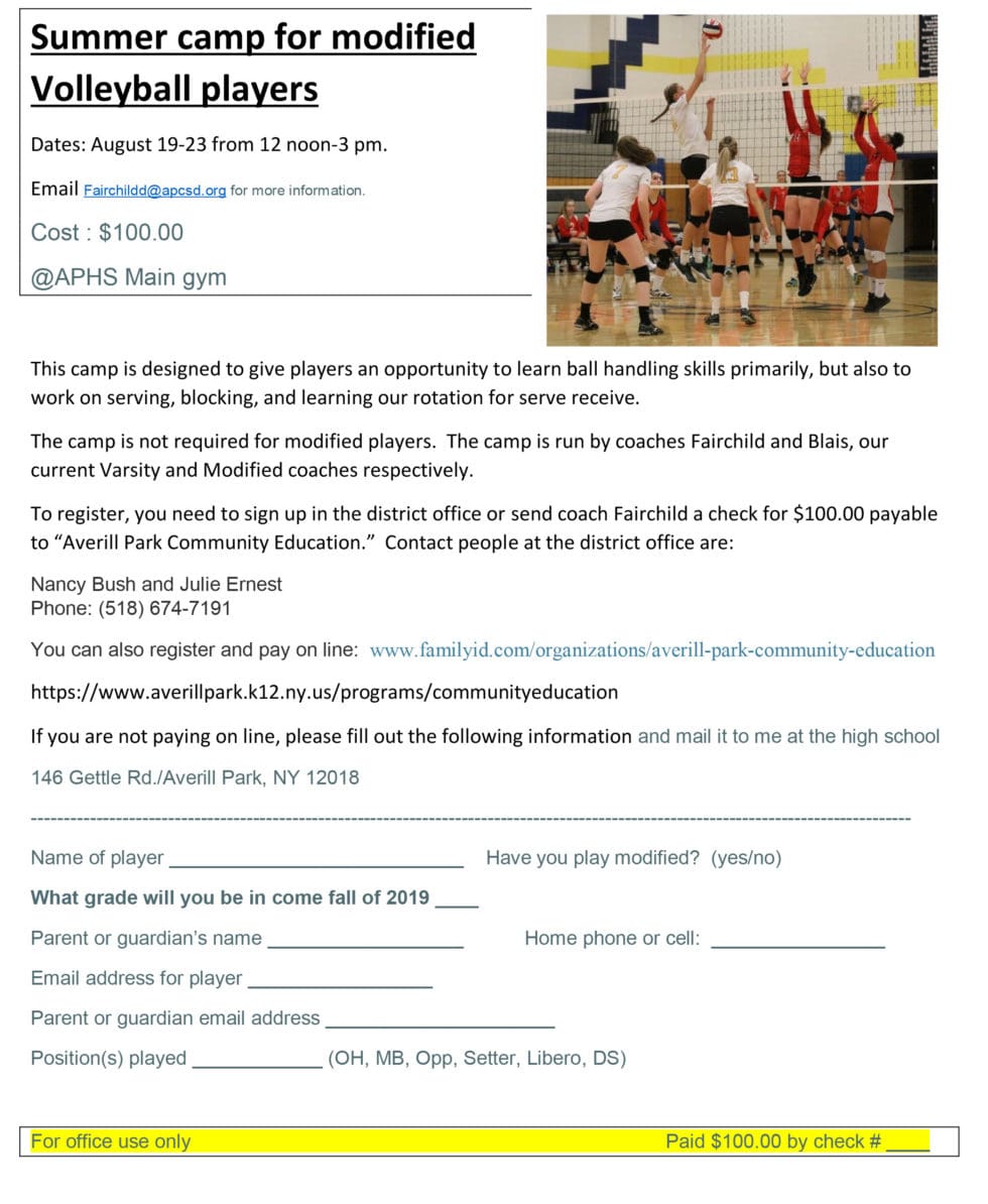 Summer Camp for Incoming Freshman / Modified Volleyball Players ...