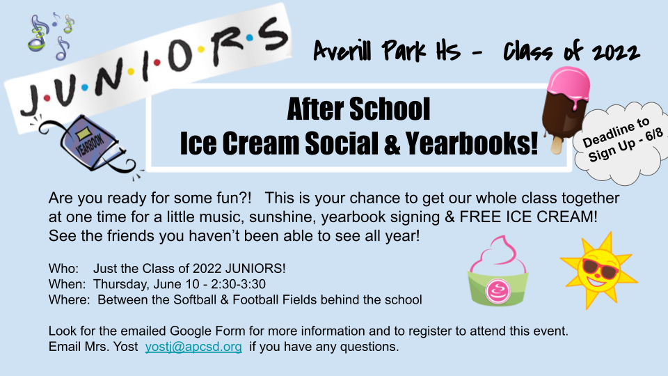 Junior Class Ice Cream Social | Averill Park Central School District