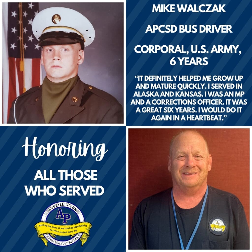 Honoring Those Who Served: Mike Walczak | Averill Park Central School ...