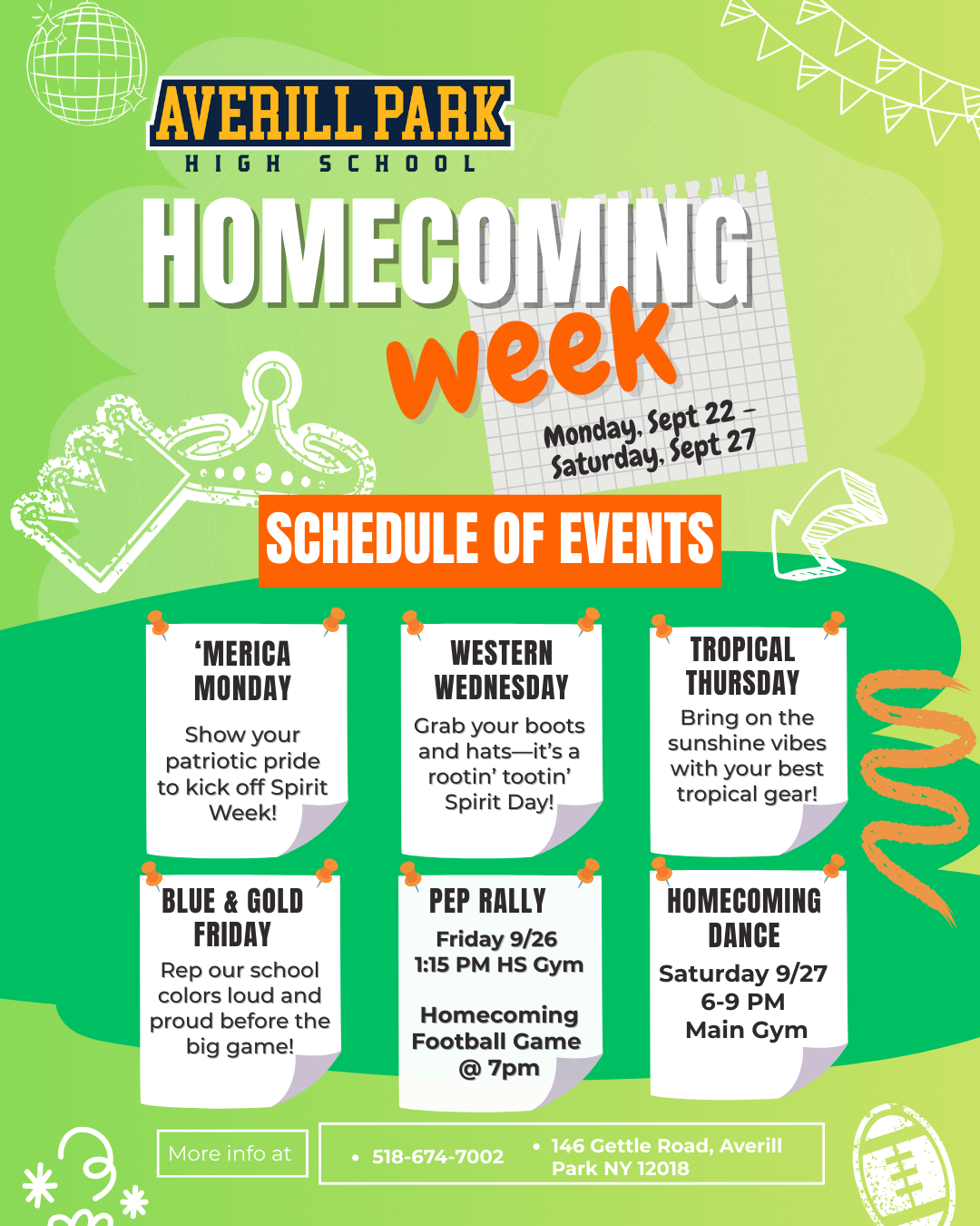 Blue And Green Playful Illustrative School Event Homecoming Week Flyer ...